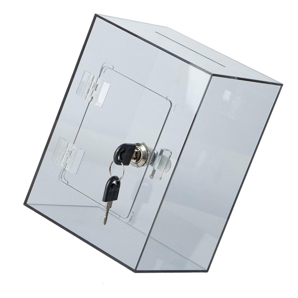 YIGSECU Large Clear Acrylic Piggy Banks Key Lock Secure Savings Jar ...