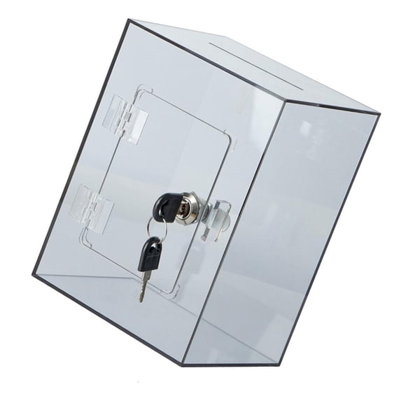 YIGSECU Large Clear Acrylic Piggy Banks Key Lock Secure Savings Jar ...