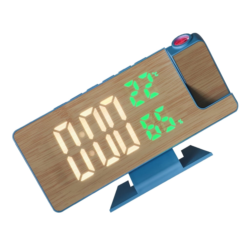 YIGSECU Large Display Wood Pattern LED Alarm Clock with Rotating ...
