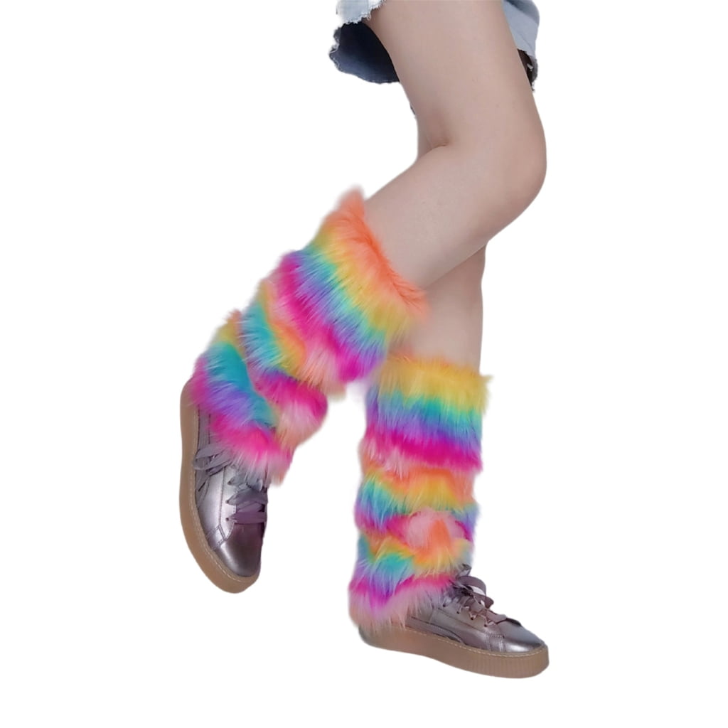 YIGSECU Leg Warmer Women Faux Furs Fuzzy Long Boots Shoes Cuffs Cover ...