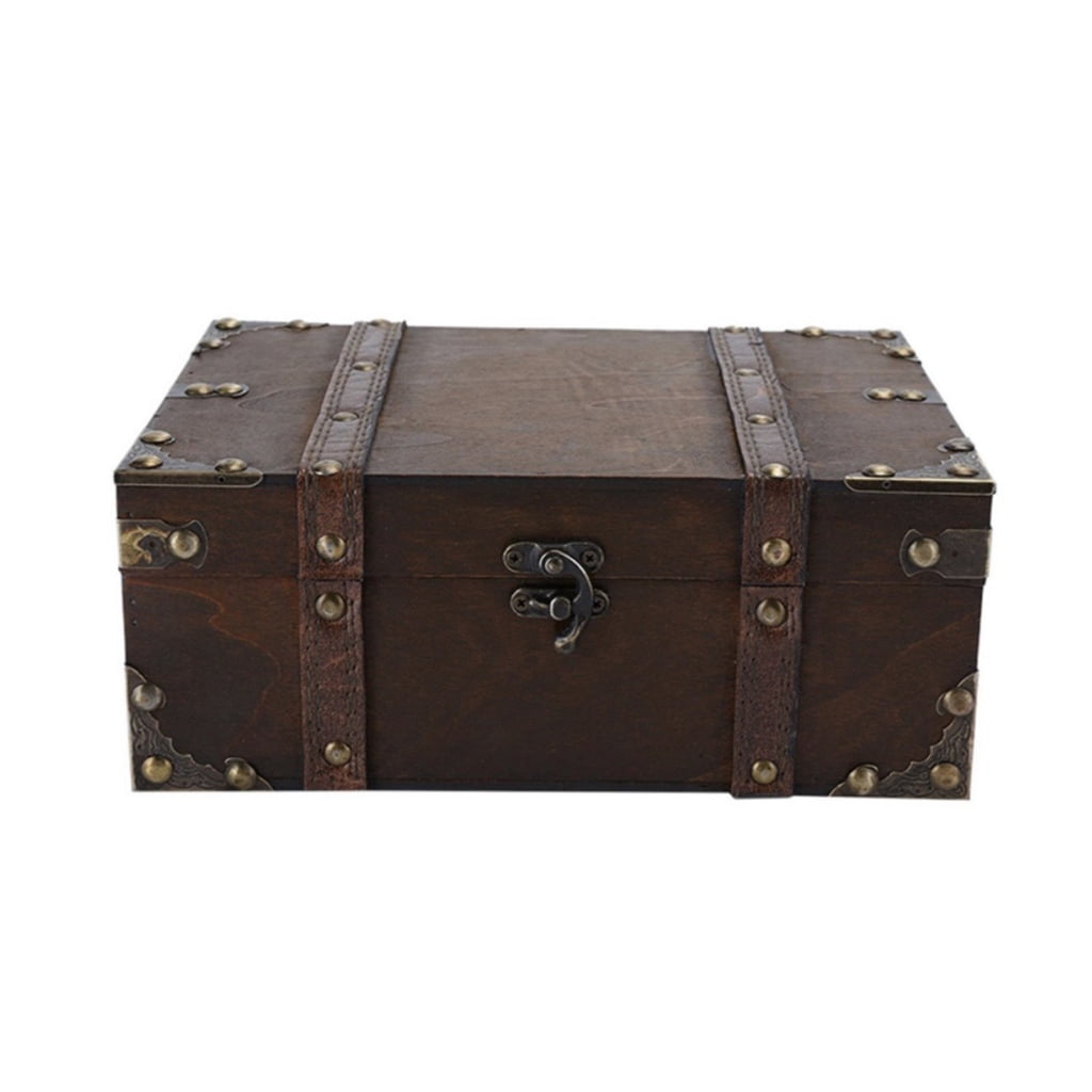 YIGSECU Lockable Wooden Trinket Box with Lock Antique Style Storage ...
