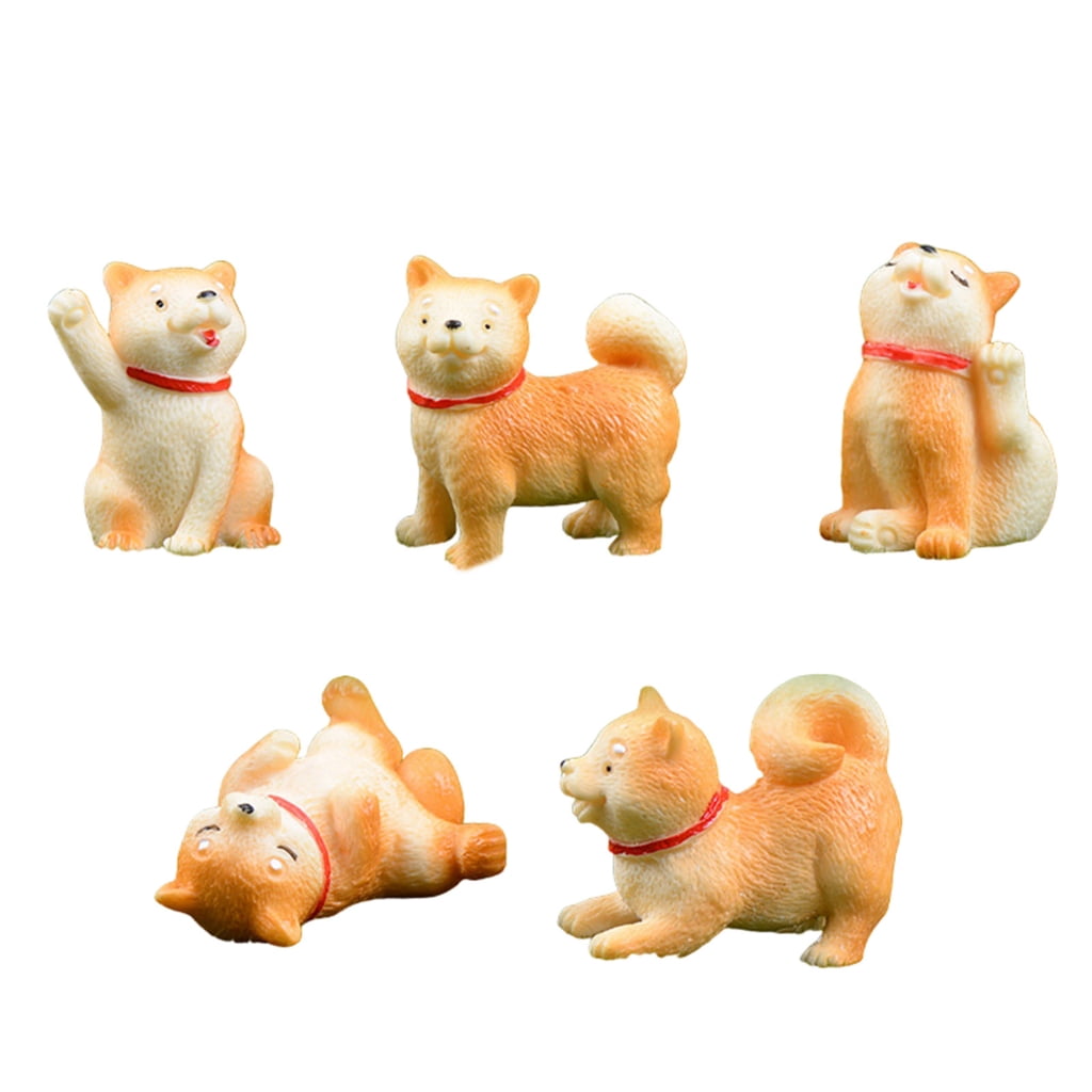 YIGSECU Lovely Puppy Dog Resin Ornaments 5 Pieces Animal Miniature ...