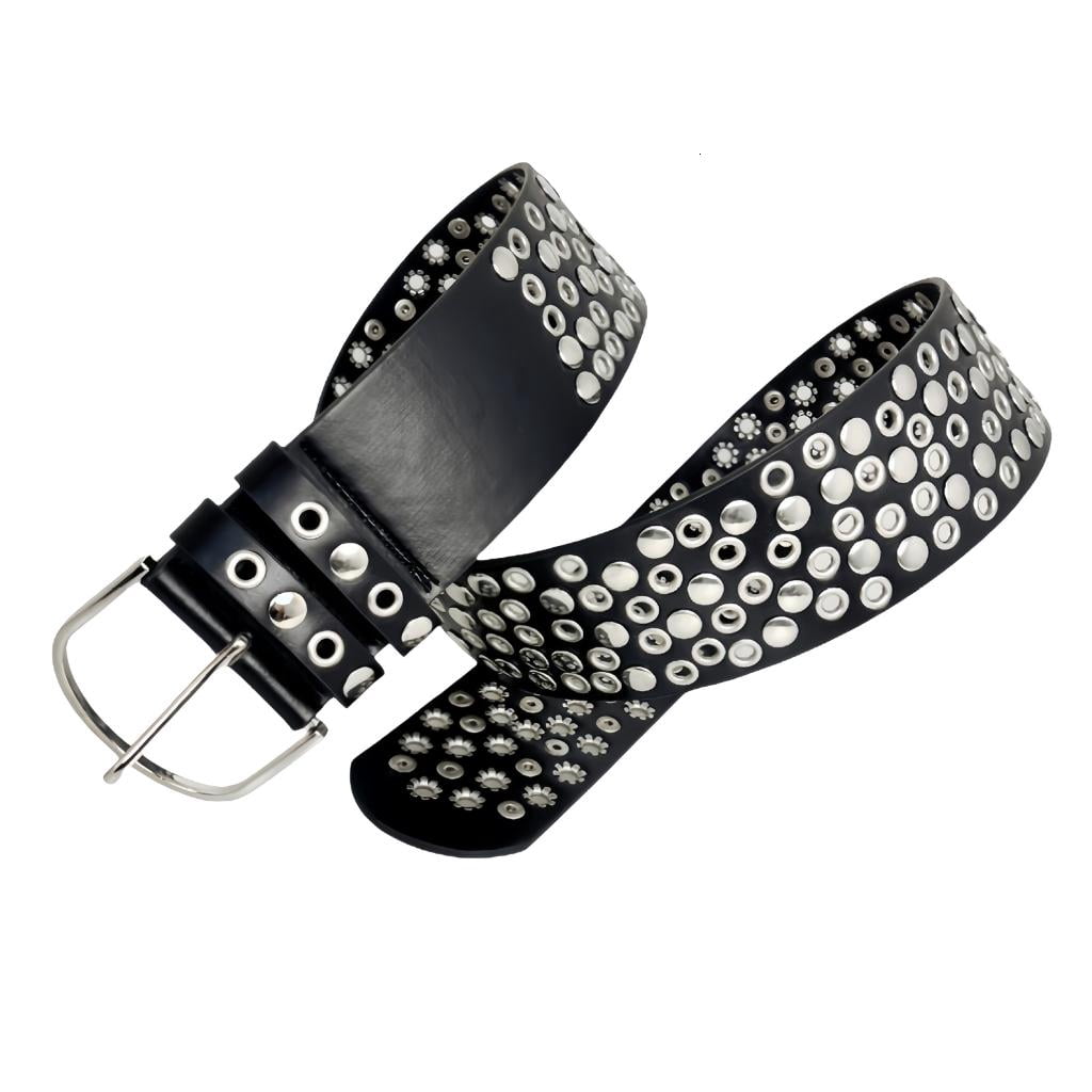 YIGSECU Metal Studded Waist Belt Gothic Punk Waist Girdle Fashion ...