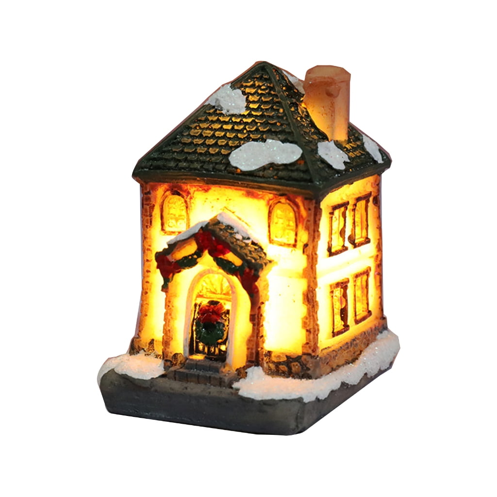 YIGSECU Miniature Christmas House with Led Light Resin Collectable ...