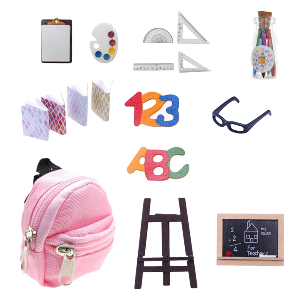 YIGSECU Model Backpack Playset Dollhouses School Supplies 1:12 Scale ...