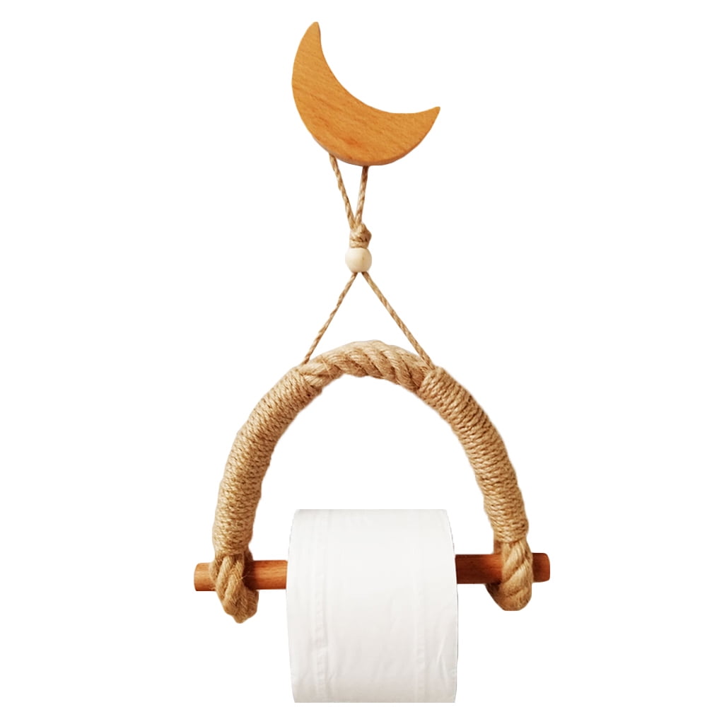 YIGSECU Modern Wooden Stick Toilet Paper Holder Wall-mounted Towel Rack ...