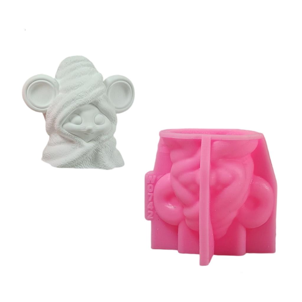 YIGSECU Mouse Statue Silicone Molds for Candle Soap Making Fondant ...
