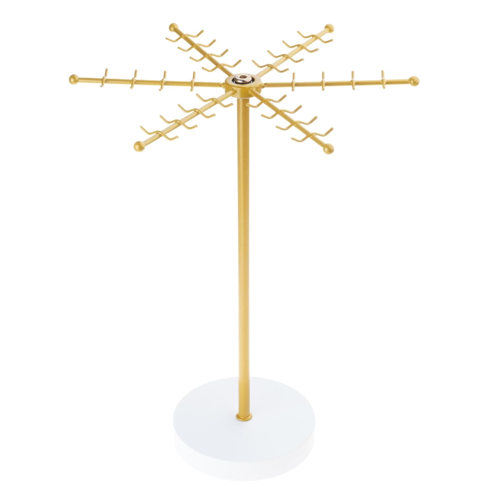 YIGSECU Multi Tiers Rotating Necklace Display Rack with 48 Hooks Metal ...