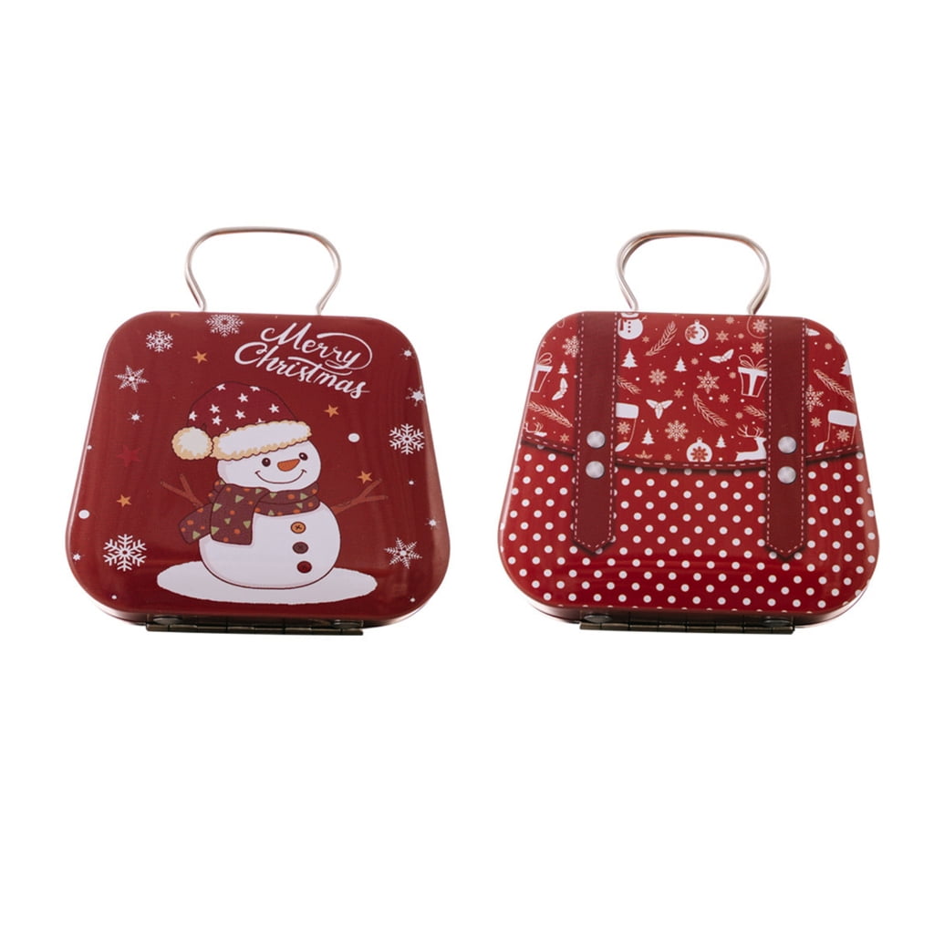 YIGSECU Pack of 2 Christmas Themed Tin Gift Box Holiday Themed Metal ...