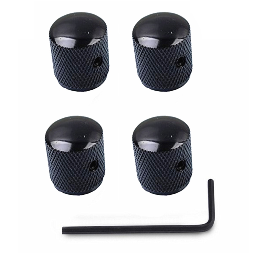 YIGSECU Pack of 4 Round Metal Knobs Metal Volumes Knobs Bass Control ...