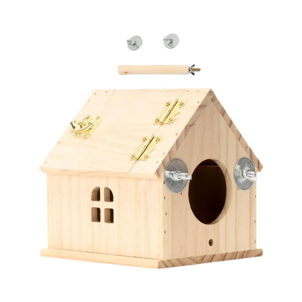 YIGSECU Parrots Breeding Box Outdoor Garden Bird Nestings Box Handmade ...