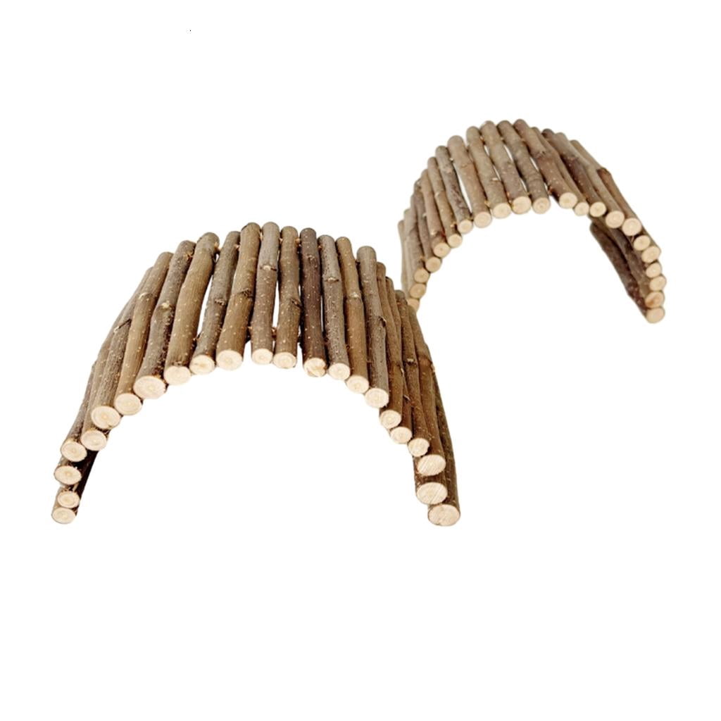 YIGSECU Pet Small Hamster Bridge Hideout Wooden Chewing Toy Rabbit ...