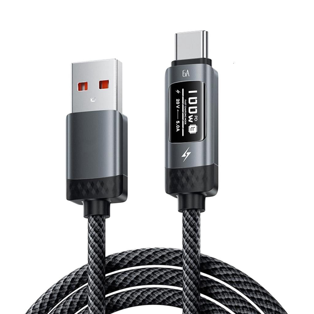 YIGSECU Portable 100W USB C Charging Cable with Build In Clear Screen ...