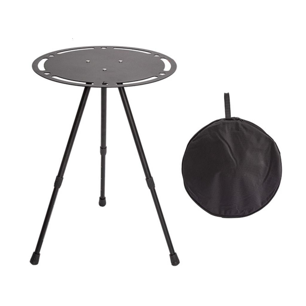 YIGSECU Portable Small Folding Round Table Adjustable Height Aluminum ...