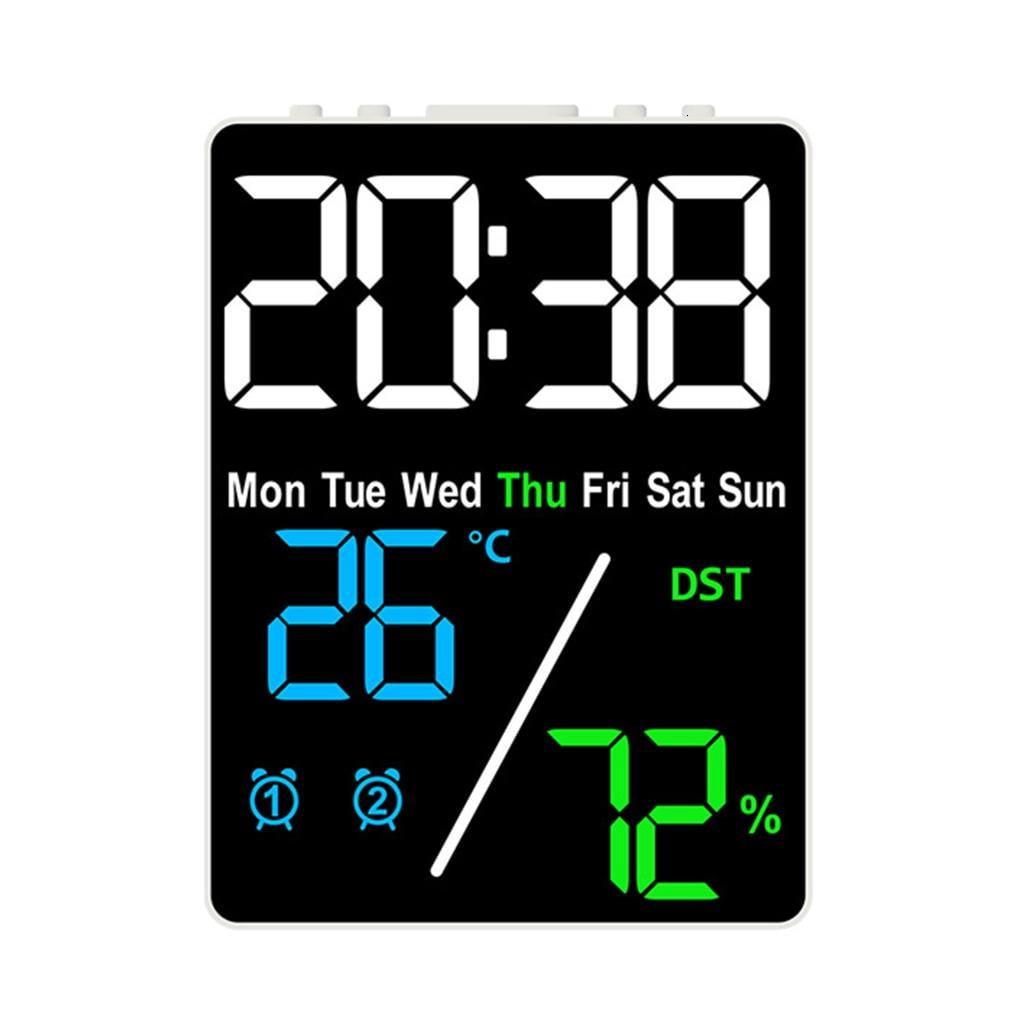 YIGSECU Modern Alarm Clock Desk Weather Stations Temperature Gauges ...