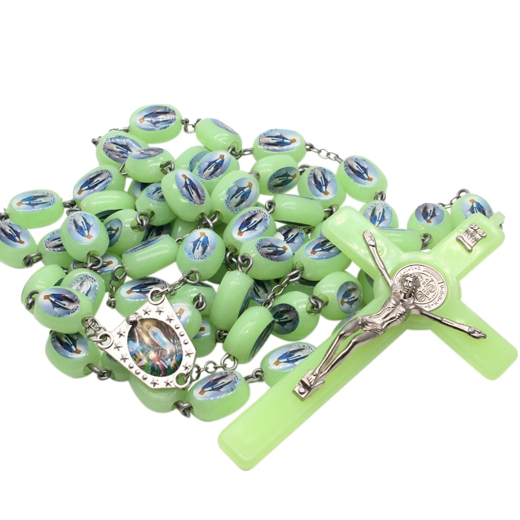YIGSECU Religious Glow Rosary Catholic Virgin Prayer Beads for Home ...