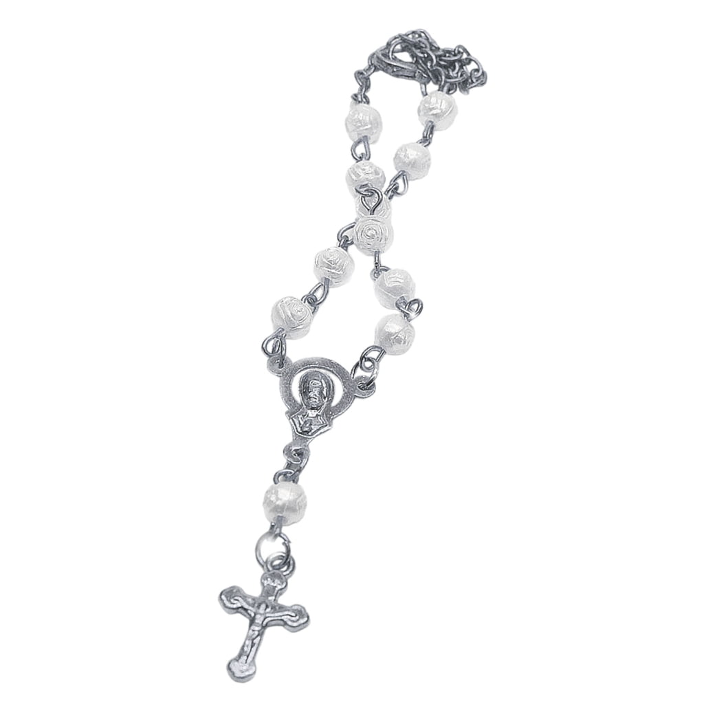 YIGSECU Rose Beaded Rosary Pendants Bracelets Catholicism Prayer ...
