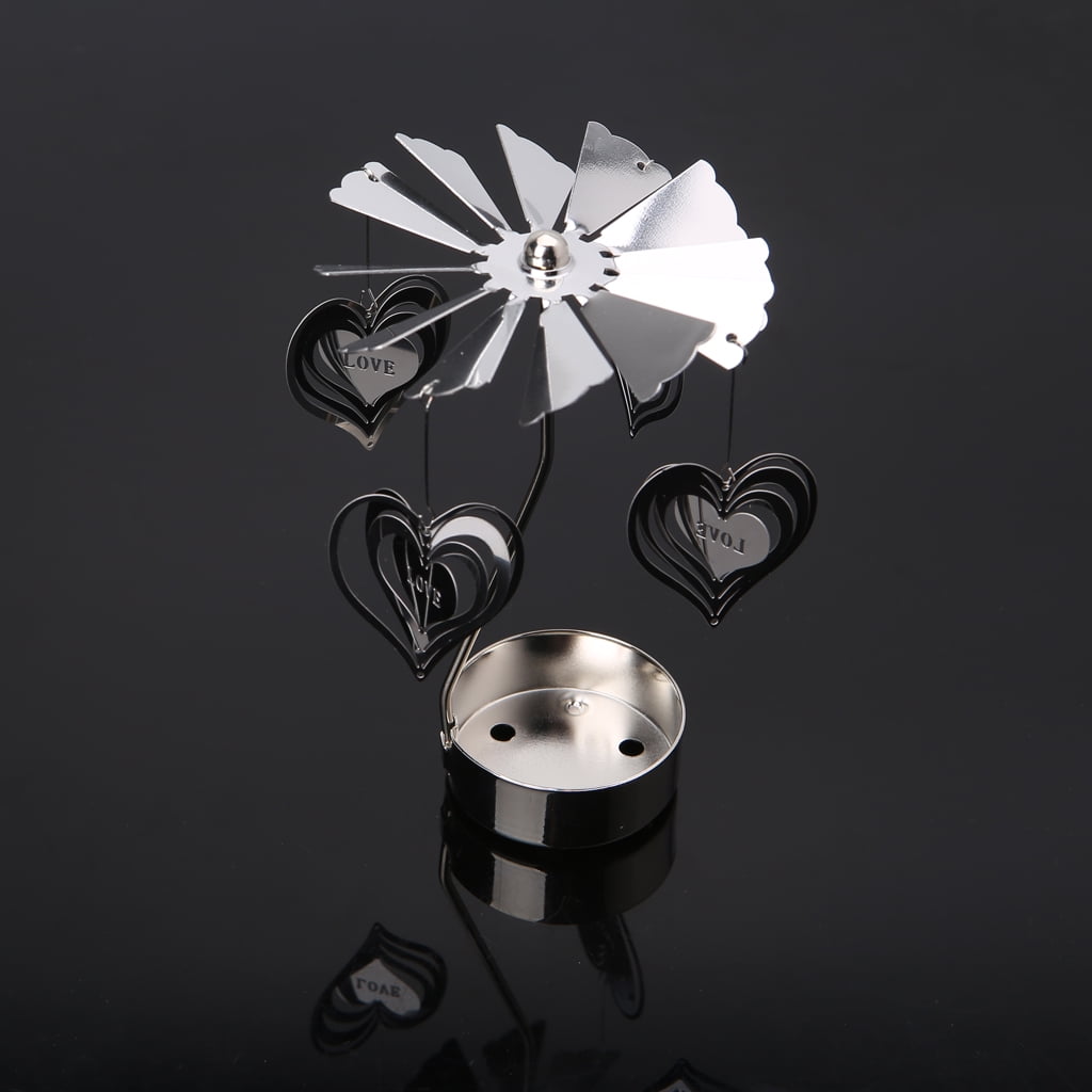 YIGSECU Rotary Tea Light Candle Holder Carousel Spinning Tealight Stand ...