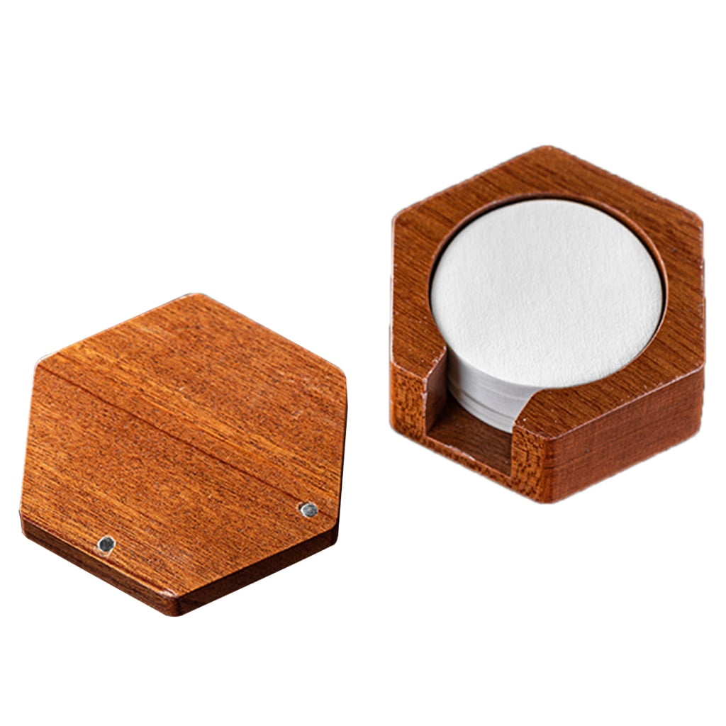 YIGSECU Round Coffee Filter Paper Organizers Wood Storage Case with Lid ...