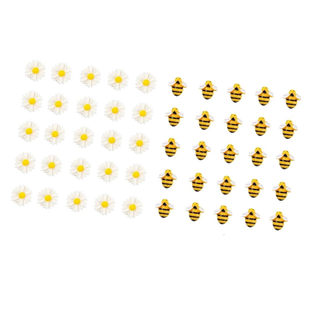 YIGSECU 50Count Resin Daisies And Bees Decoration For DIY Enthusiasts ...