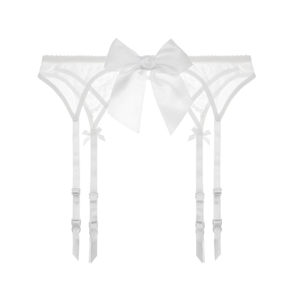 YIGSECU Sheer Mesh Garter Belt Sexy High Waist Embroidery Flower Lace ...