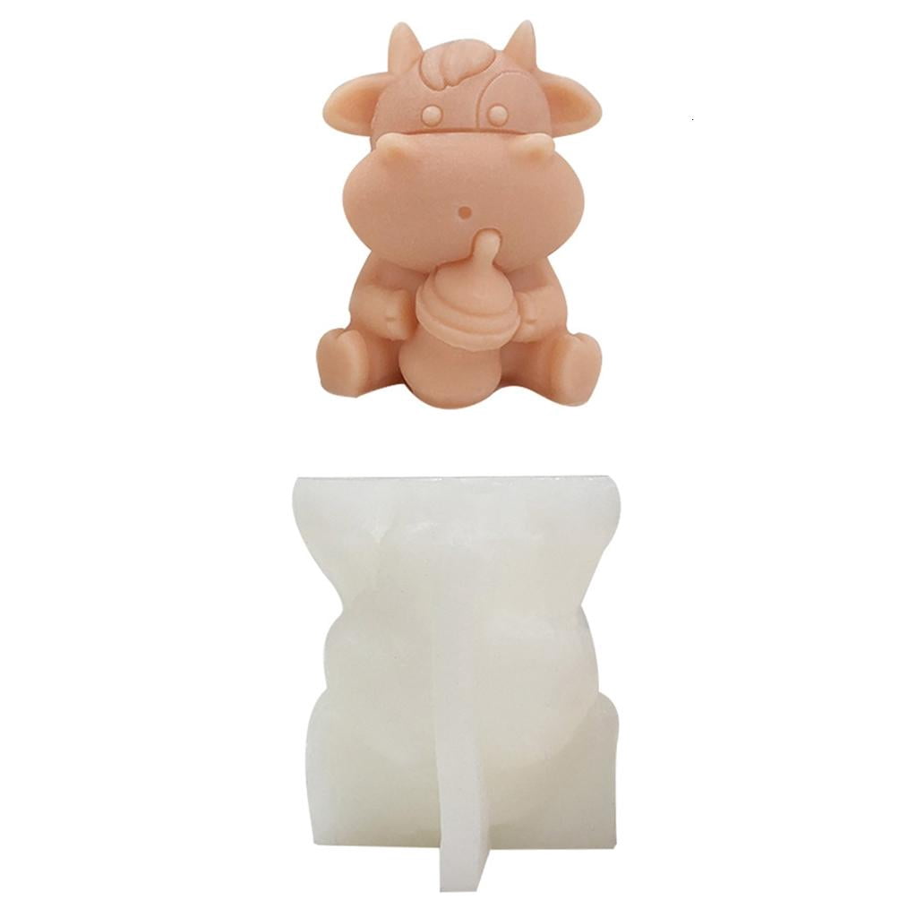 YIGSECU Silicone Mould 3D Cow Candle Molds Dairy Cattle Molds Clay ...