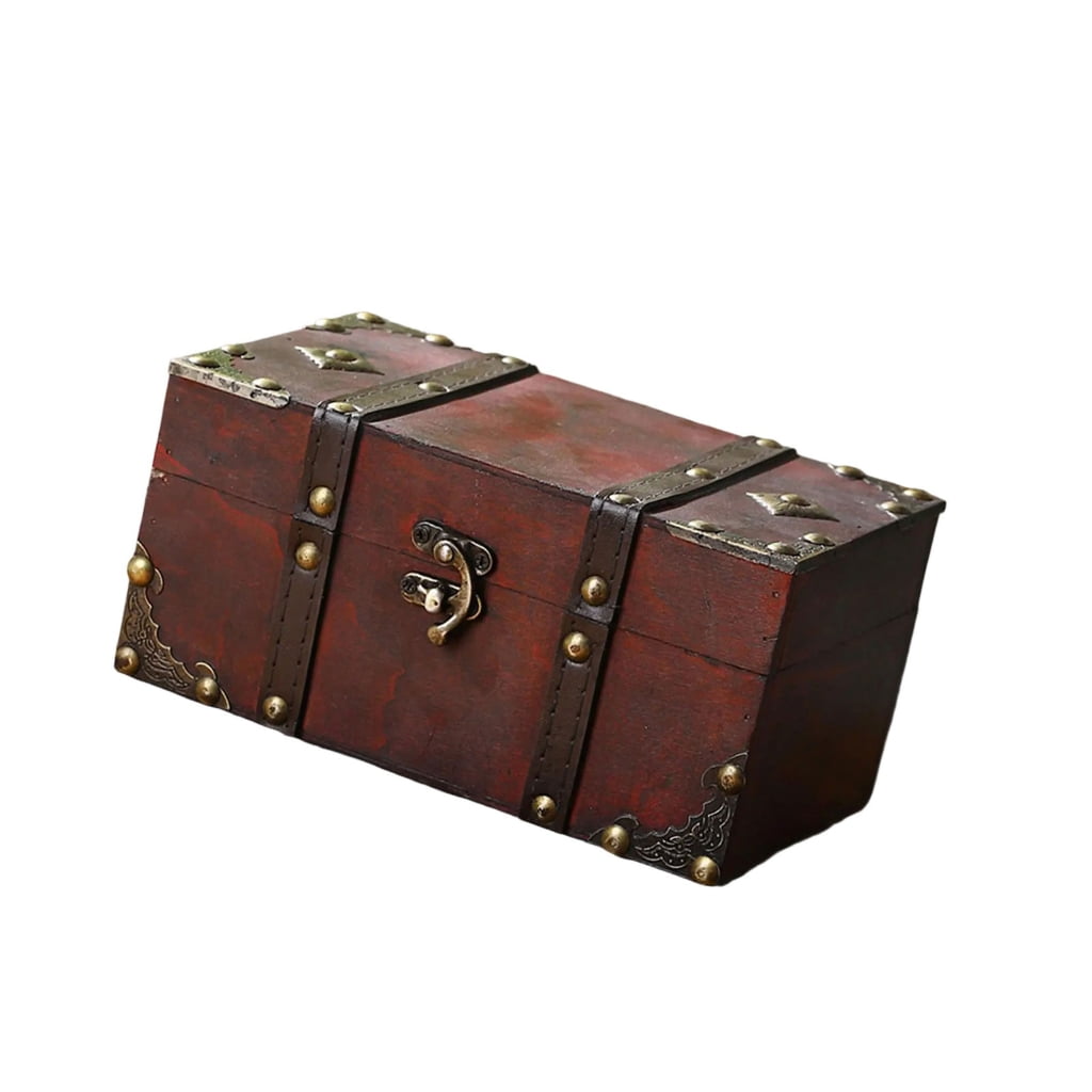 YIGSECU Small Wooden Trunk Decorative Wood Box for Coin Collection and ...