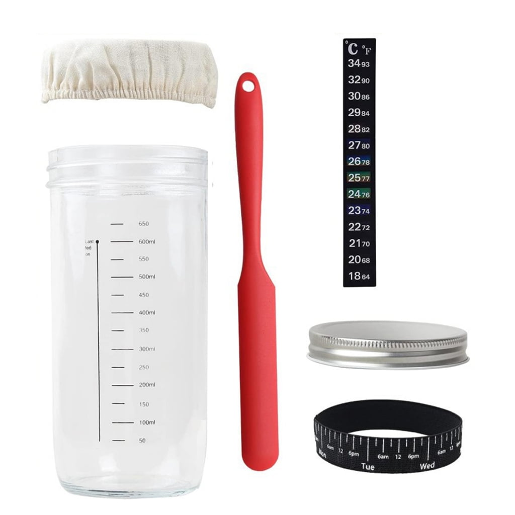 YIGSECU Sourdough Starter Container Glass Jar Set Baking Accessory ...