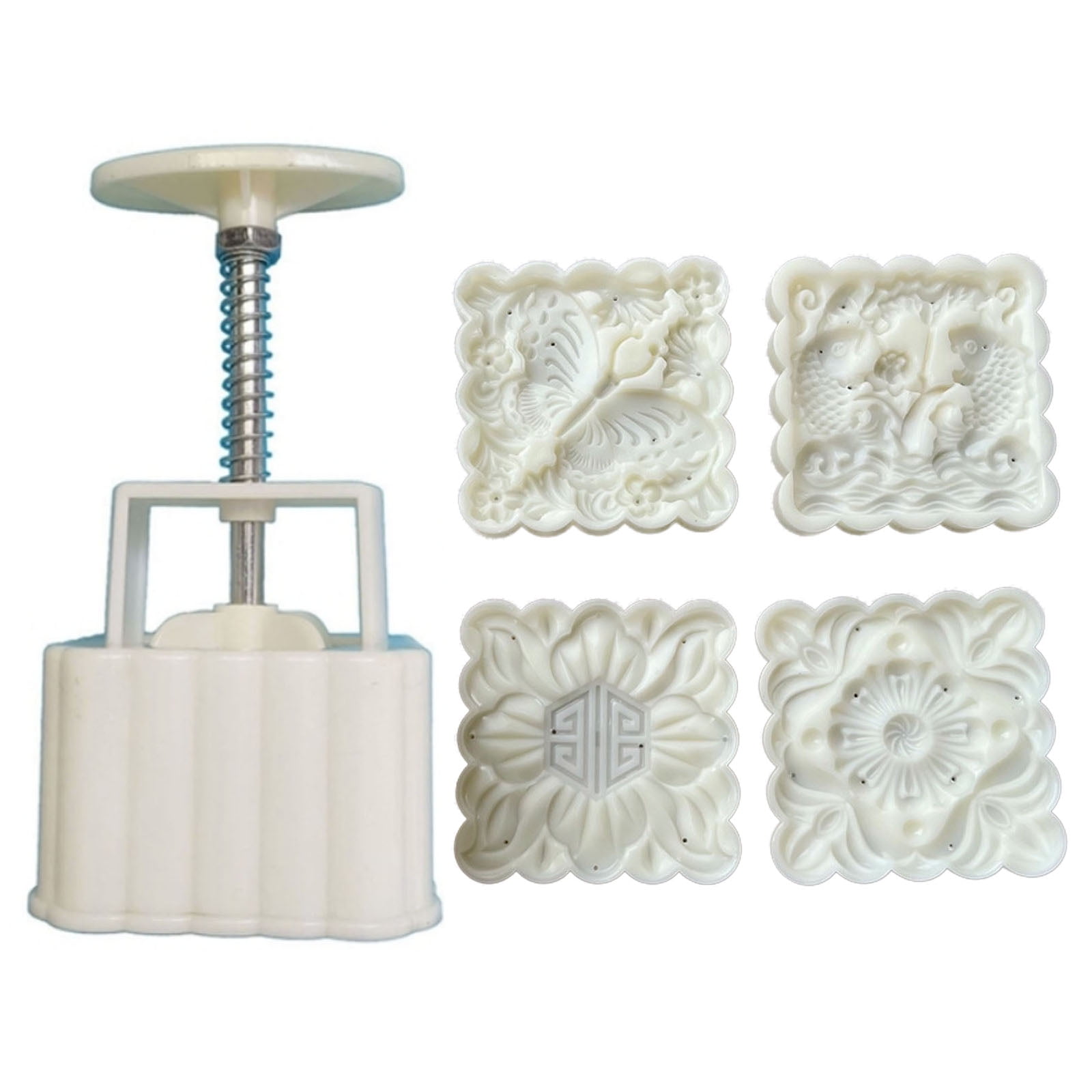 YIGSECU Square Mooncake Mould with 4 Different Patterns Mooncake Stamps ...
