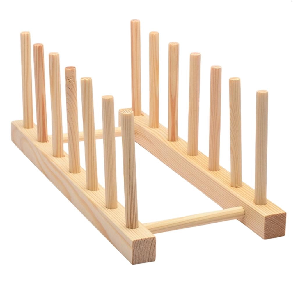 YIGSECU Sturdy Wooden Dish Rack Multi Tiers Kitchen Organiser with ...