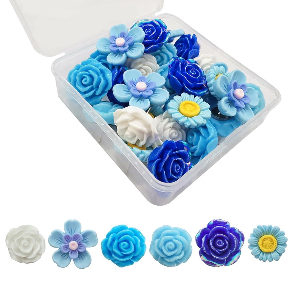 YIGSECU Upgrades Flower Shape Tacks Creative Push Pins Decorative Thumb ...