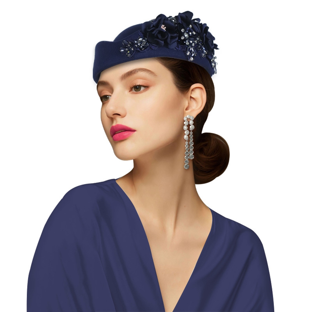 YIGSECU Vintage British Style Air Stewardess Embroidered Beret Hat 11 ...