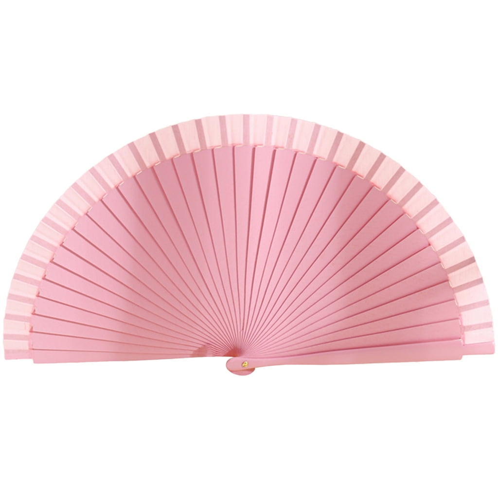YIGSECU Vintage Wooden Hand Fan Wedding Dance Solid Color Plain Folding ...