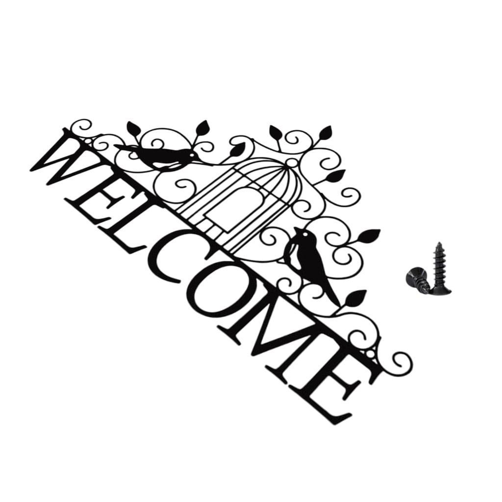 YIGSECU Welcome Sculpture Metal Bird Wall Decors Ornament Wall Hanging ...