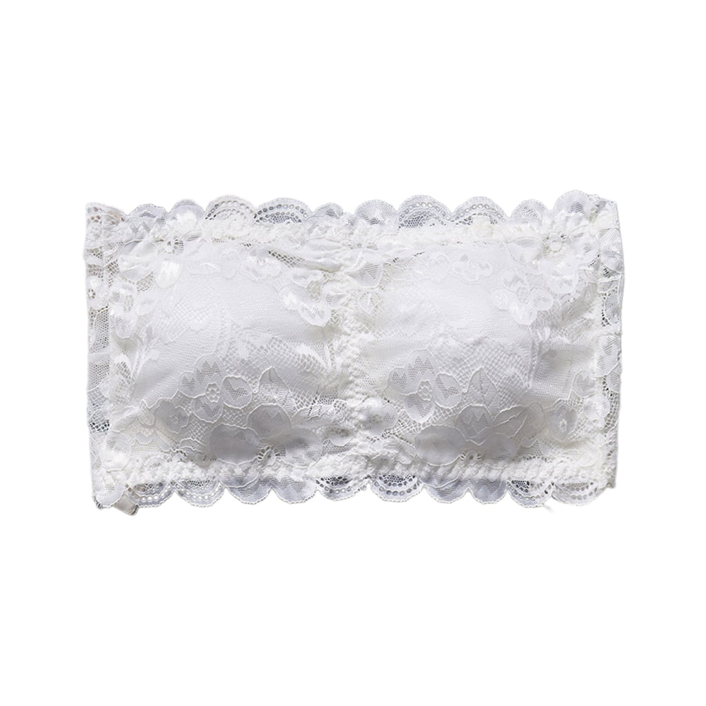 YIGSECU Women Flower Lace Strapless Bandeau Tube Top with Removable Pad ...