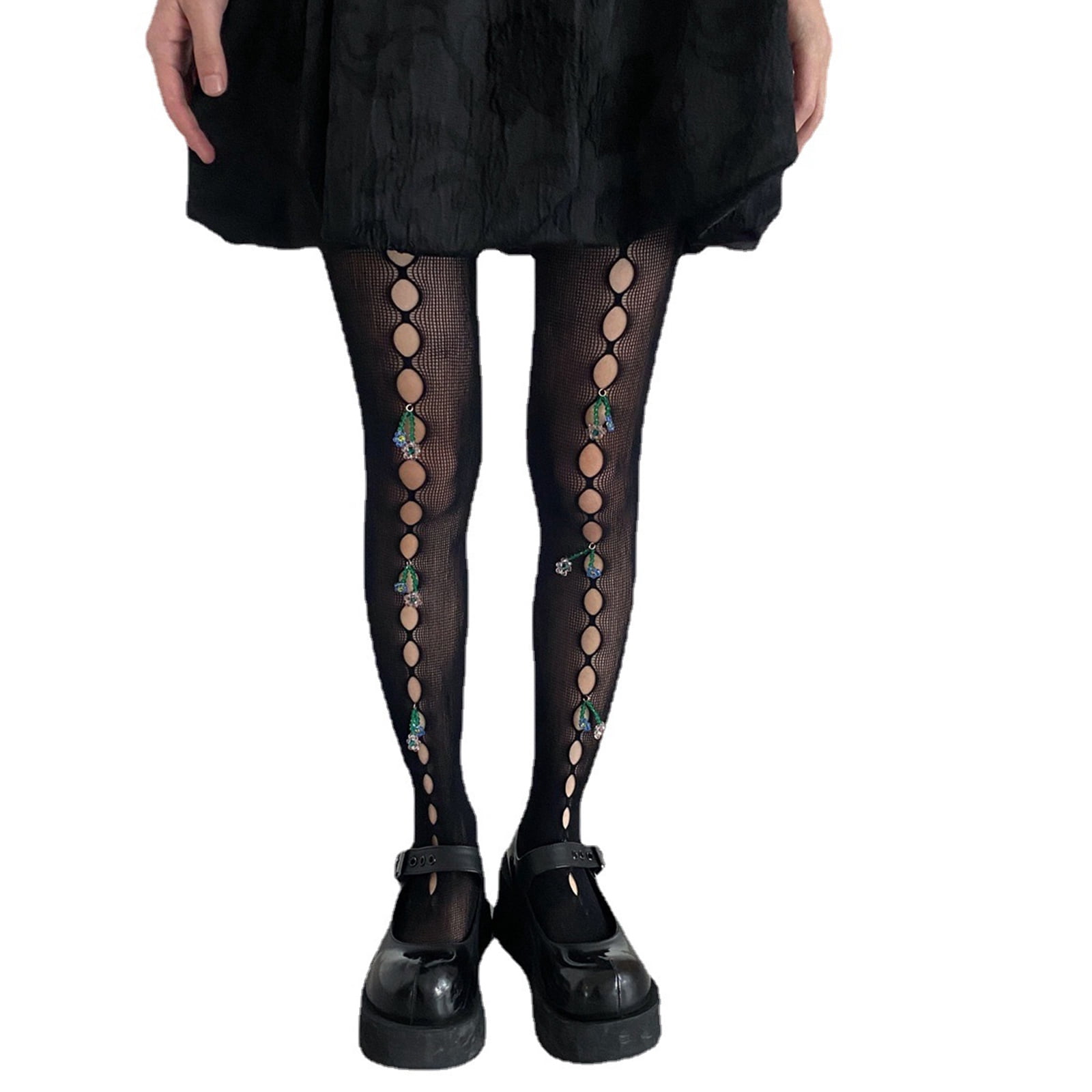 YIGSECU Women Gothic Lolita Fishnet Pantyhose Harajuku Japanese Style ...