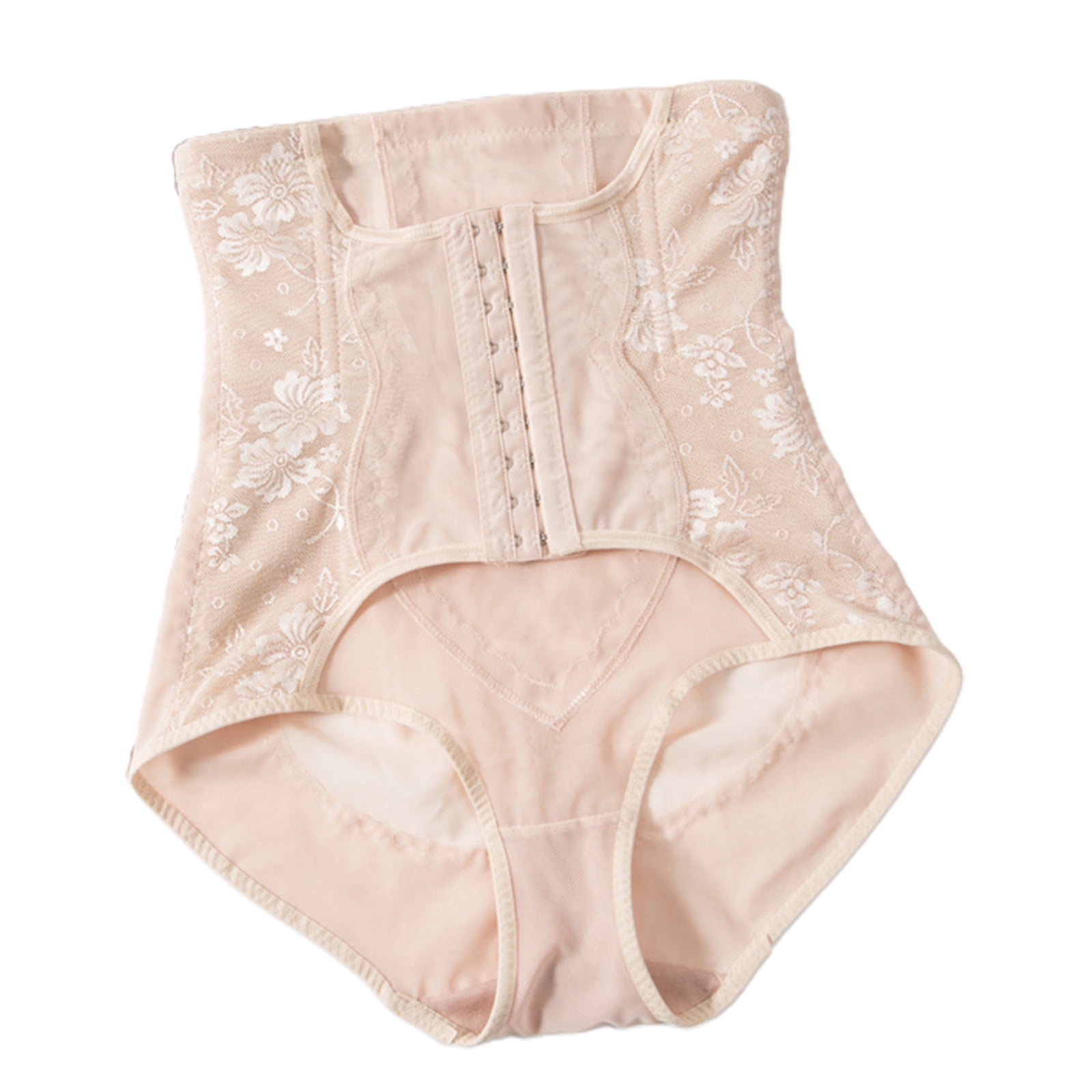 YIGSECU Women High Waist Cincher Body Shaper Hooks Girdle Floral Tummy ...