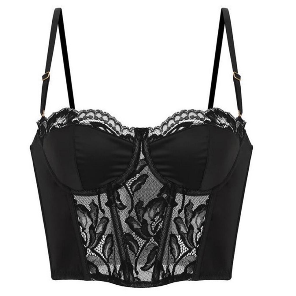 YIGSECU Women's Sheer Lace Tanks Top Slings Tube Top Bustier Vest Crop ...