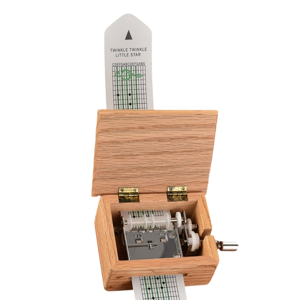 YIGSECU Wood 15 Note Music Box Hand Crank Designs Includes Paper Tape ...