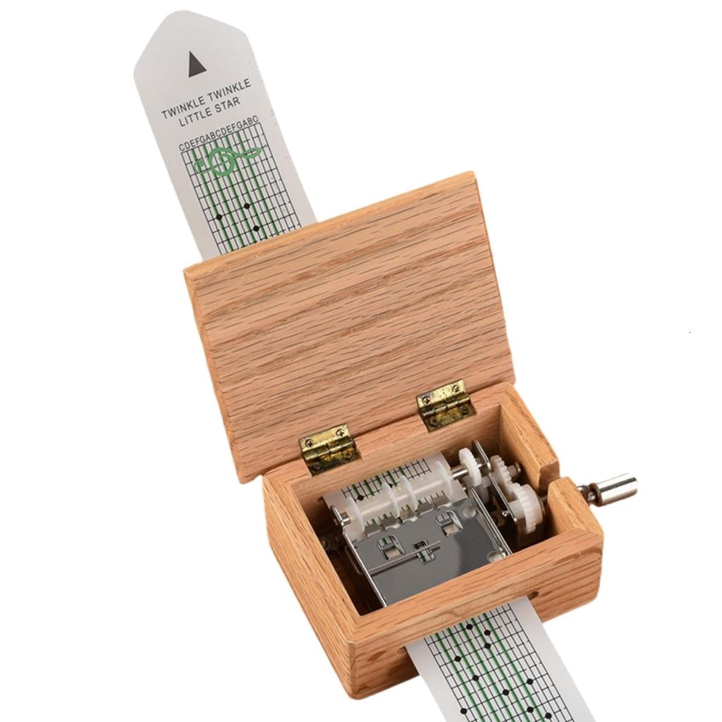 YIGSECU Wood Hand Crank Music Box 15 Note with Paper Strips for Unique ...
