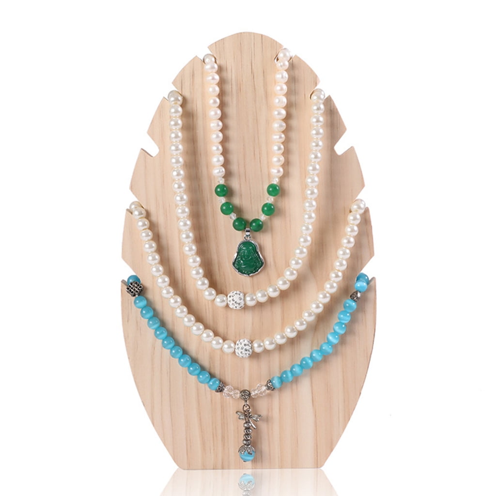 YIGSECU Wood Jewelry Display Stand Necklace Showcase Holder for Long ...