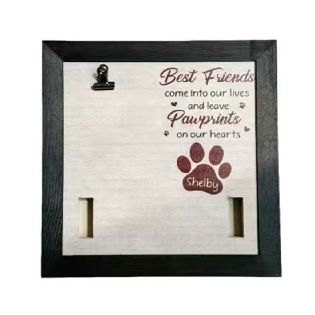 YIGSECU Wood Pet Photo Frame with Collar Holder Clip for Cherishing ...