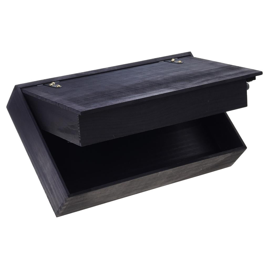 YIGSECU Wood Storage Box with Concealed Compartment Wall Mounted Secure ...