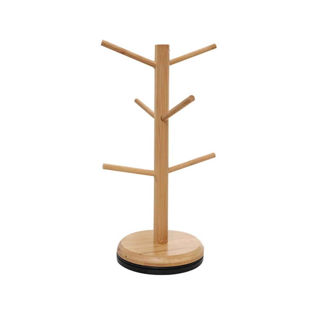 YIGSECU Wooden Cup Holders Tree Shape Display Stand With 6 Rods ...