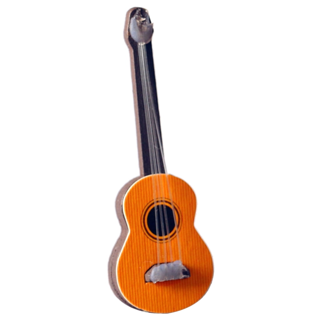 YIGSECU Wooden Miniature Guitar Garden Decor Handmade Craft Musical ...