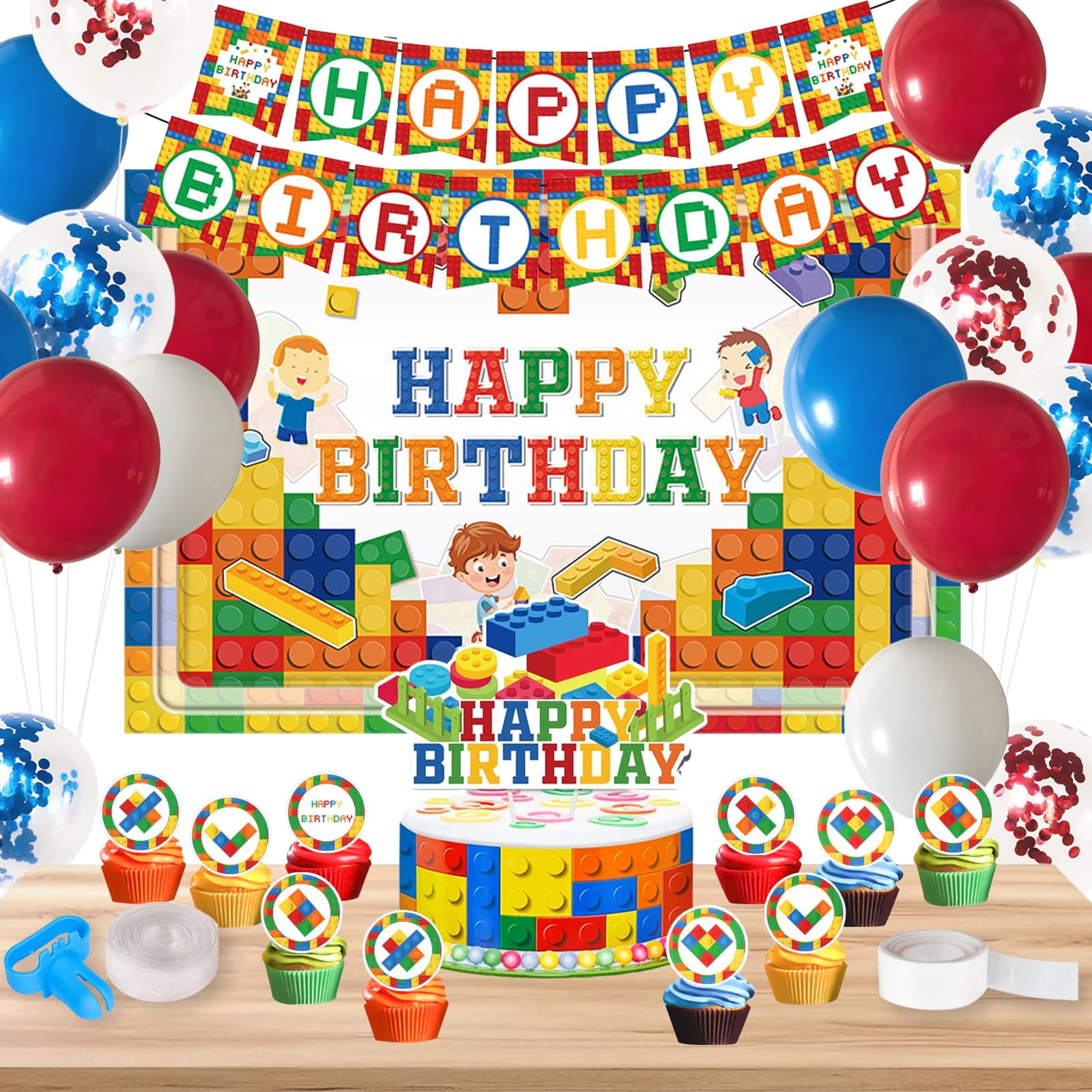 YIGZAG Building Block Birthday YPF5 Party Supplies, Building Blocks ...