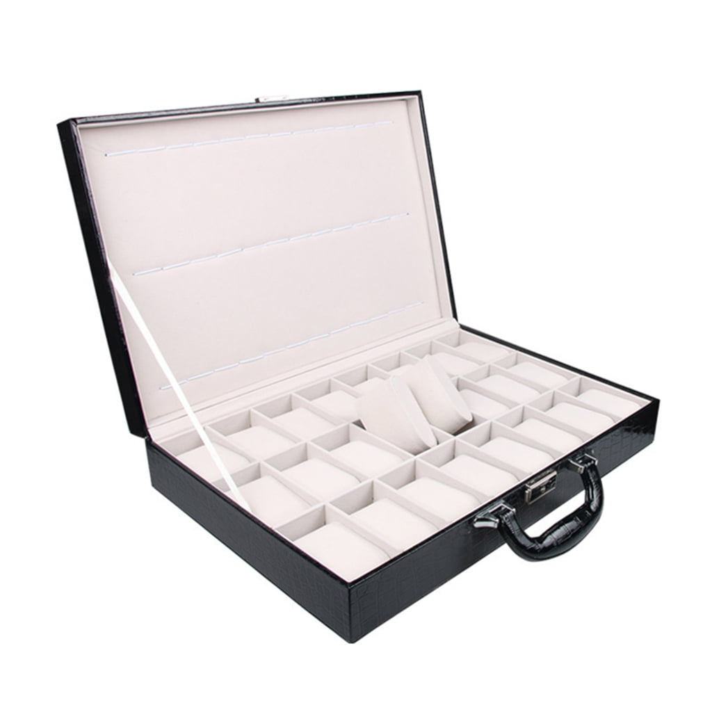 YIGZYCN Lockable Watch Case Bracelet Tray 24 Slots Jewelry Display Case ...