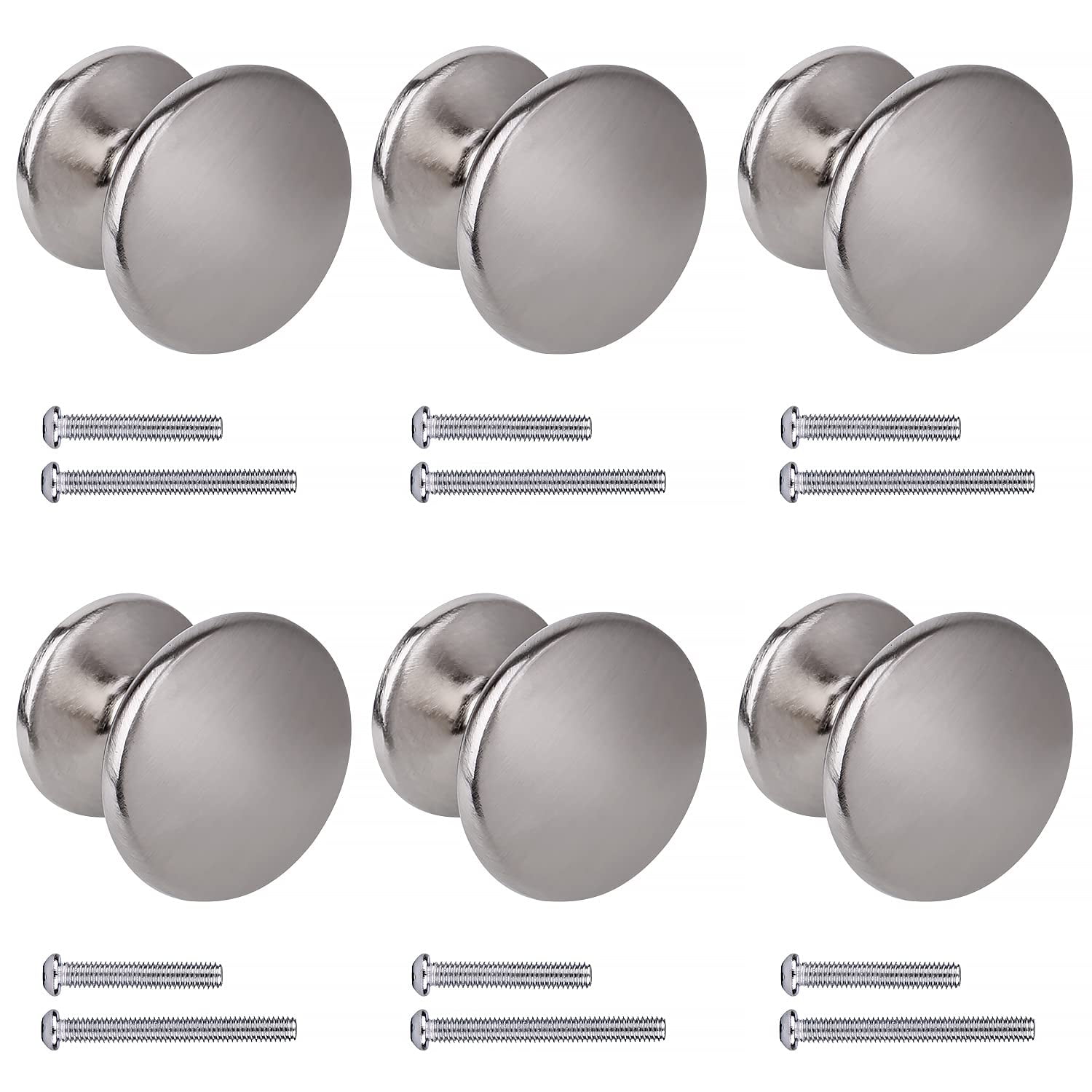 YIHATA 1 inch Drawer Knob, 6 Pack Kitchen Cabinet Knobs, Silver Dresser ...