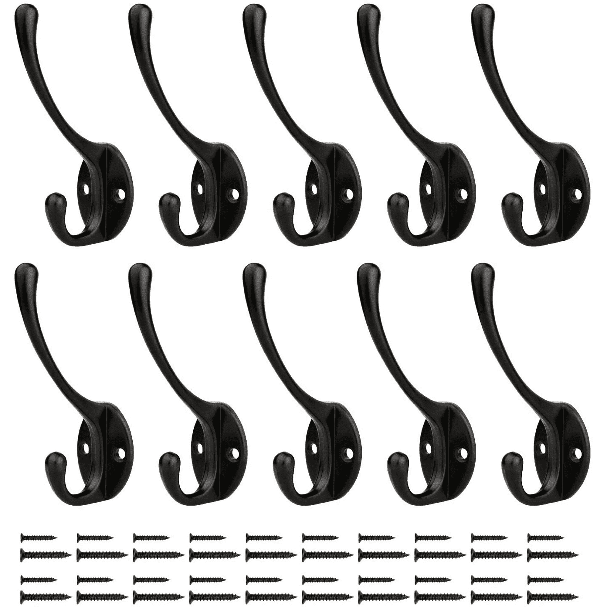 YIHATA Heavy Duty Dual Coat Hooks, Wall Mounted Hooks for Coats, Bags ...