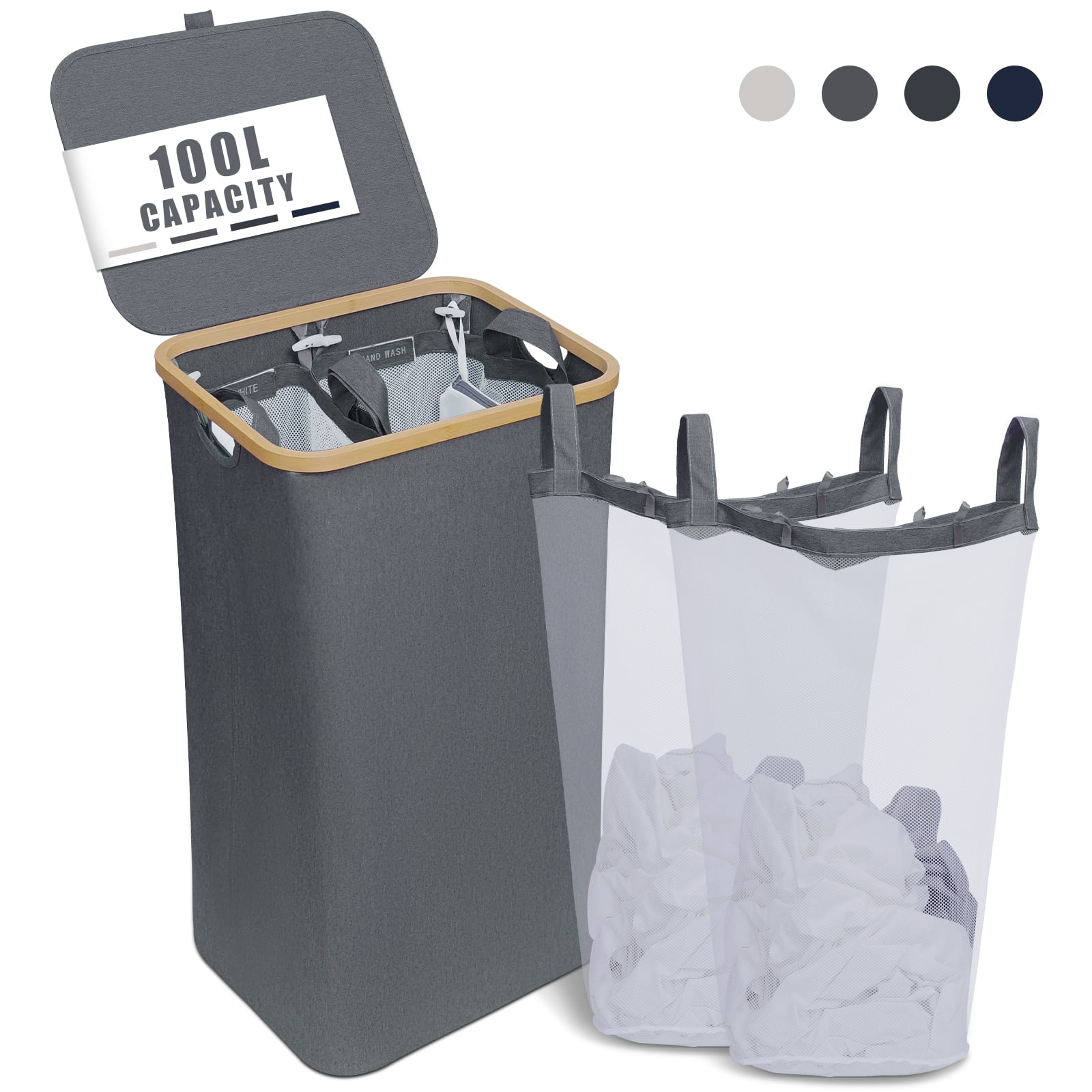YIHATA Tall Collapsible Laundry Hamper, Light Grey - Walmart.com
